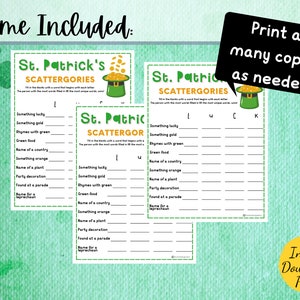 St. Patrick's Day SCATTERGORIES Game St. Patrick's Day Party Game ...