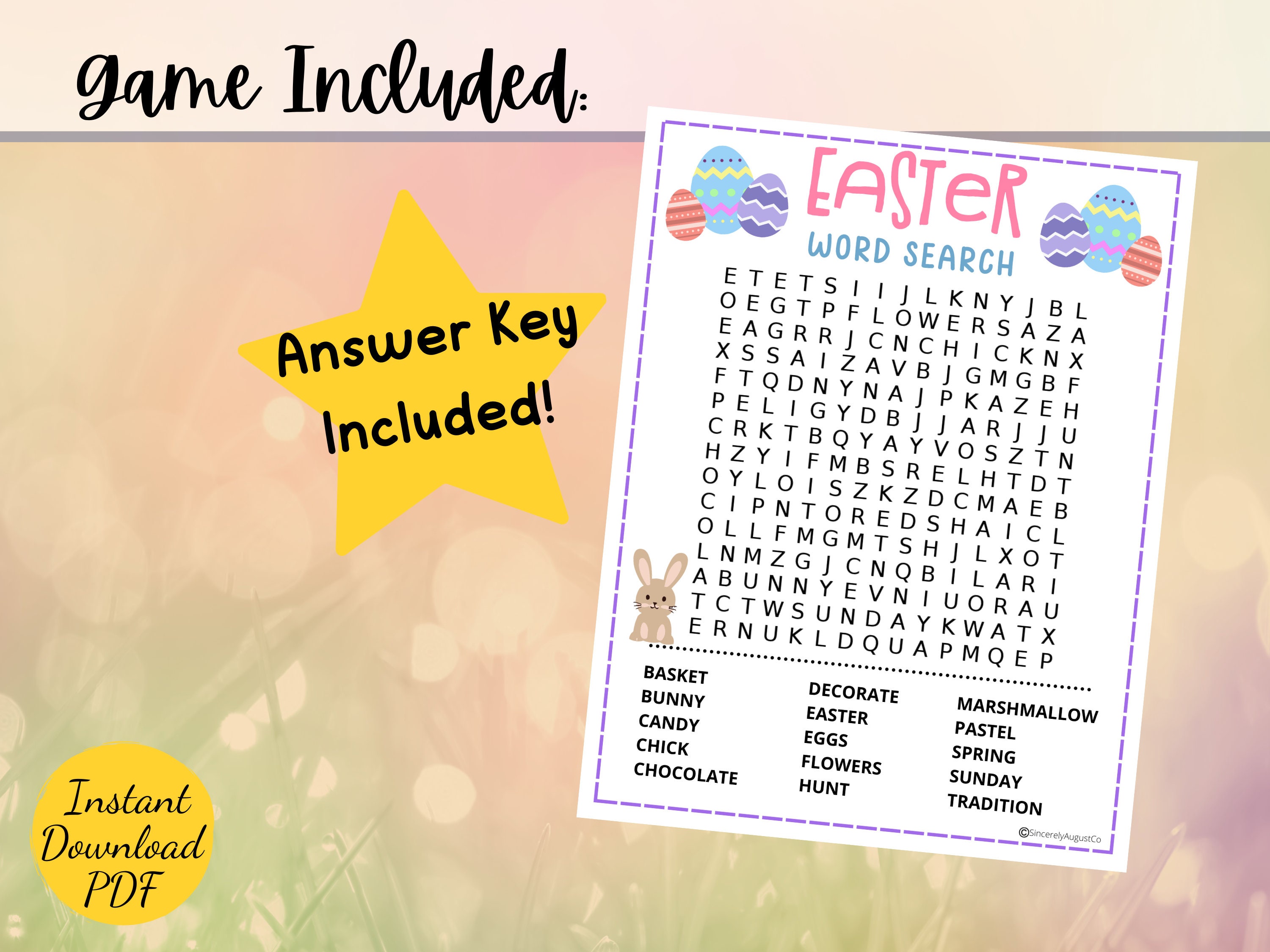 Easter WORD SEARCH Easter CROSSWORD Easter Party Games Printable Easter ...