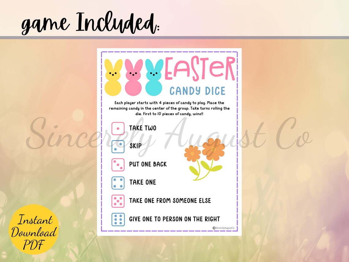 Easter CANDY DICE Game - Easter Party Game - Printable Easter ...