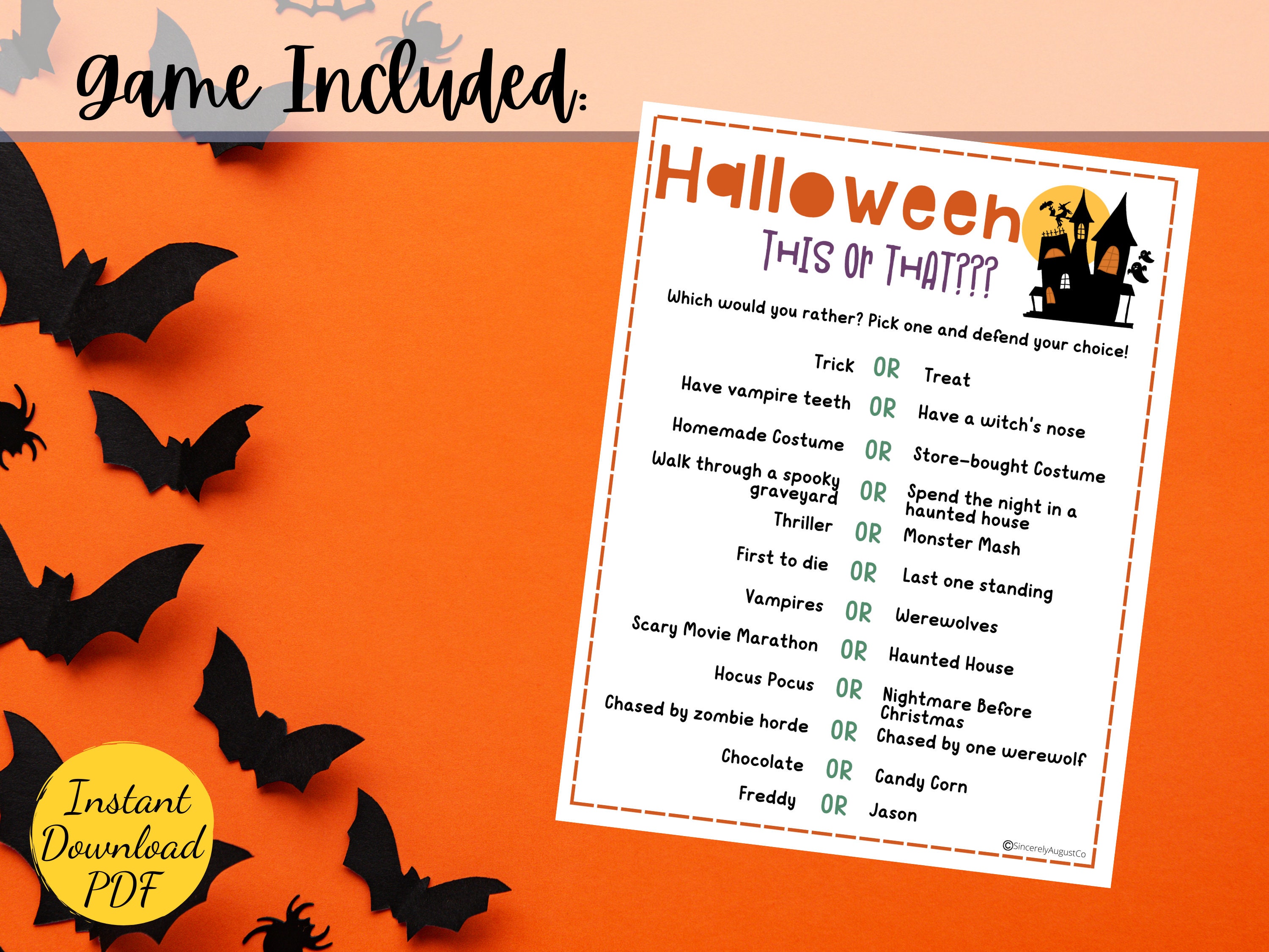 Halloween THIS OR THAT Halloween Party Game Halloween Would You Rather ...