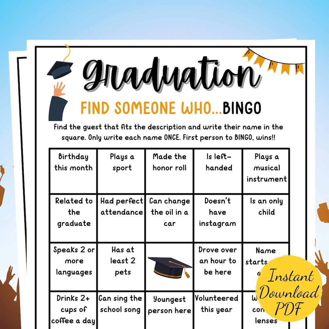Graduation FIND SOMEONE Who BINGO Game: Class of 2025 (printable) - Etsy