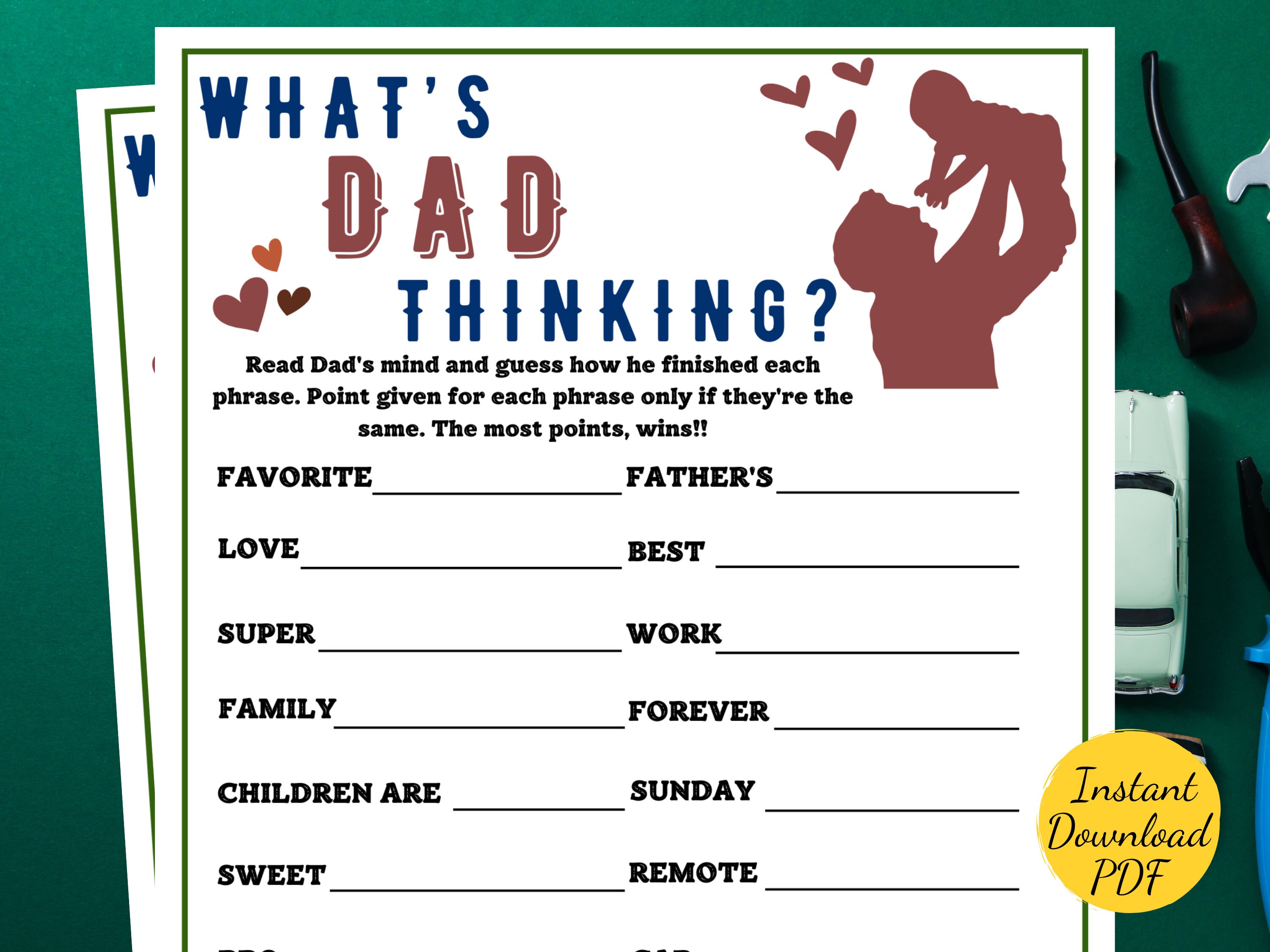 Fathers Day WHATS DAD THINKING Game Fathers Day Party Game Printable ...