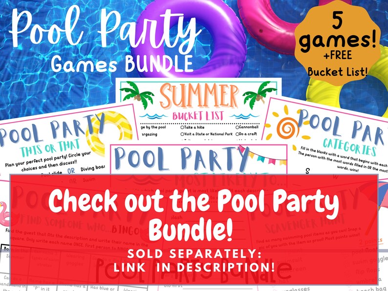 Pool Party CATEGORIES Game: Printable Summer Fun (PDF) - Etsy
