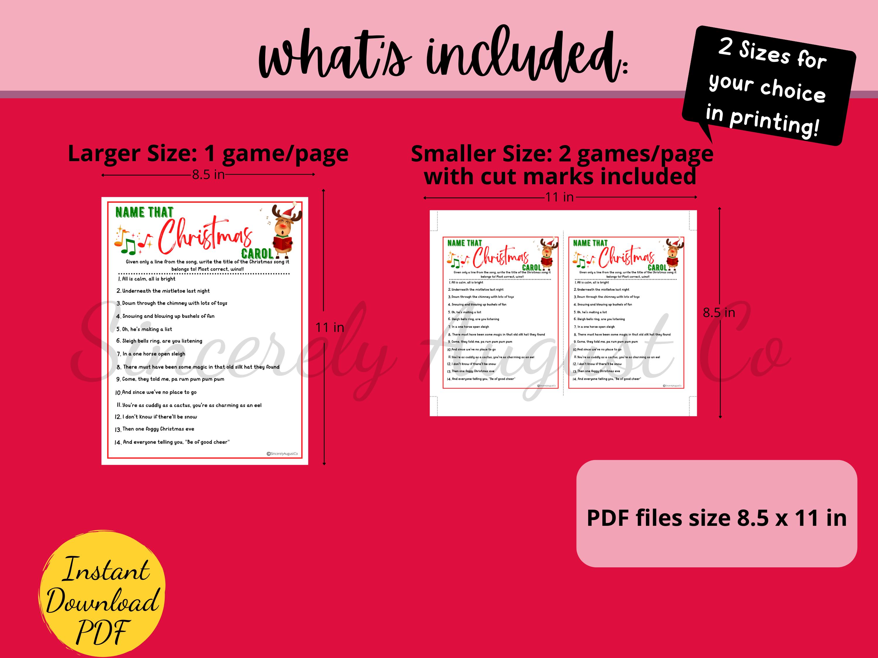 NAME That CHRISTMAS CAROL Game: Printable Holiday Party Activity ...