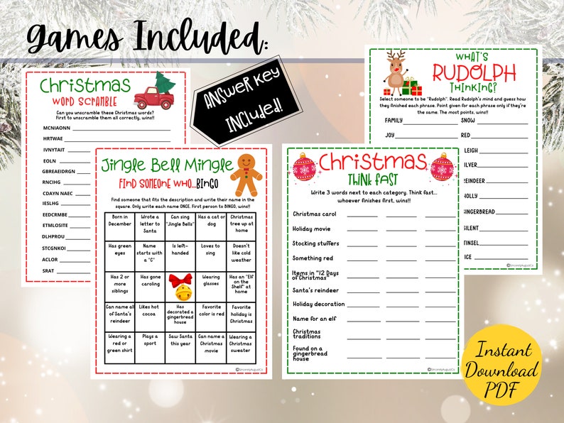 Christmas Party Games BUNDLE Printable Christmas Party Games Holiday ...