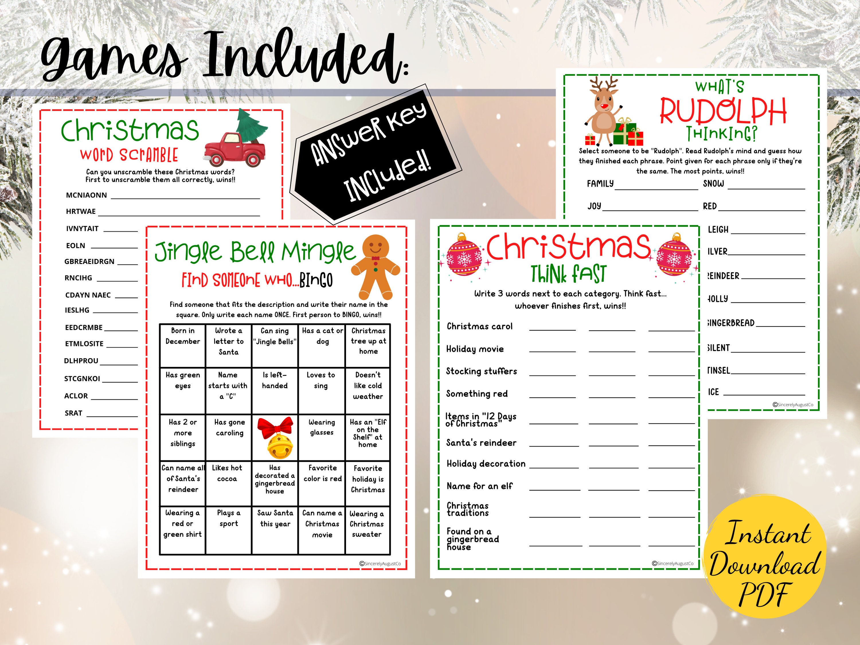 Christmas Party Games BUNDLE Printable Christmas Party Games Holiday ...