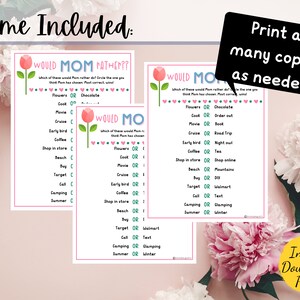 WOULD MOM RATHER Mothers Day Game Mothers Day Party Game Printable ...