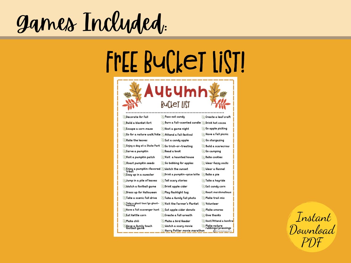 FALL Season GAMES BUNDLE Printable Autumn Games Fall Games - Etsy