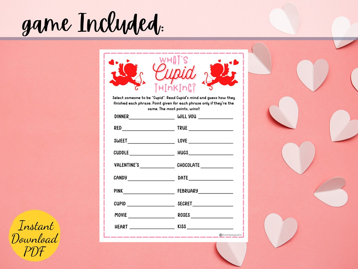 WHAT'S CUPID THINKING Valentines Game Valentines Day Party Game ...