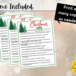 Christmas TRIVIA Game: Printable Holiday Party Activity (PDF) - Etsy