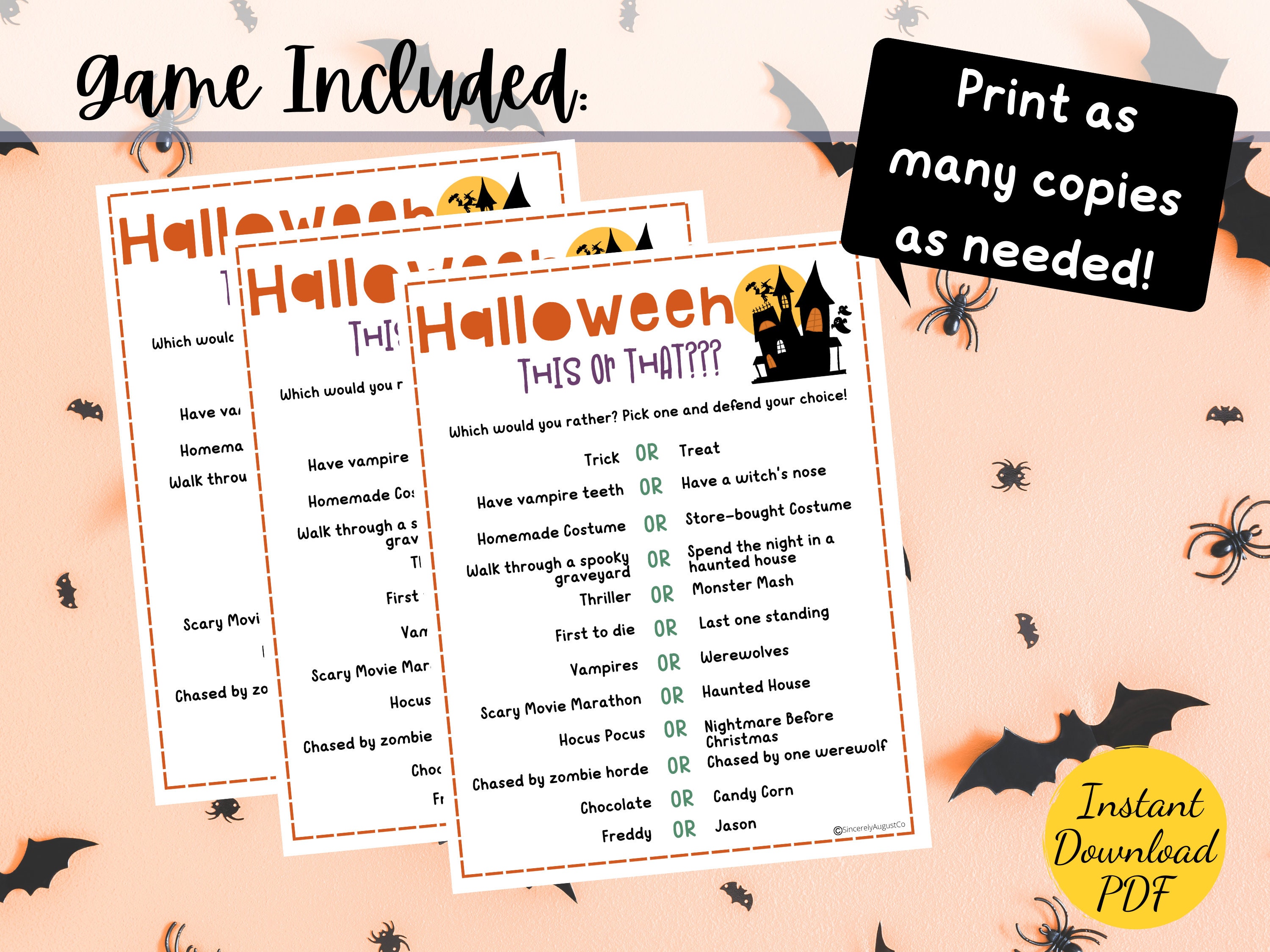 Halloween THIS OR THAT Halloween Party Game Halloween Would You Rather ...