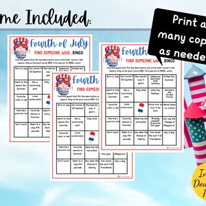 Fourth of July BINGO Game July 4th Find Someone Who Bingo - Etsy