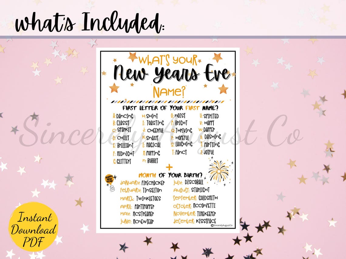 New Year's Eve Name Game: Printable Party Activity (PDF) - Etsy