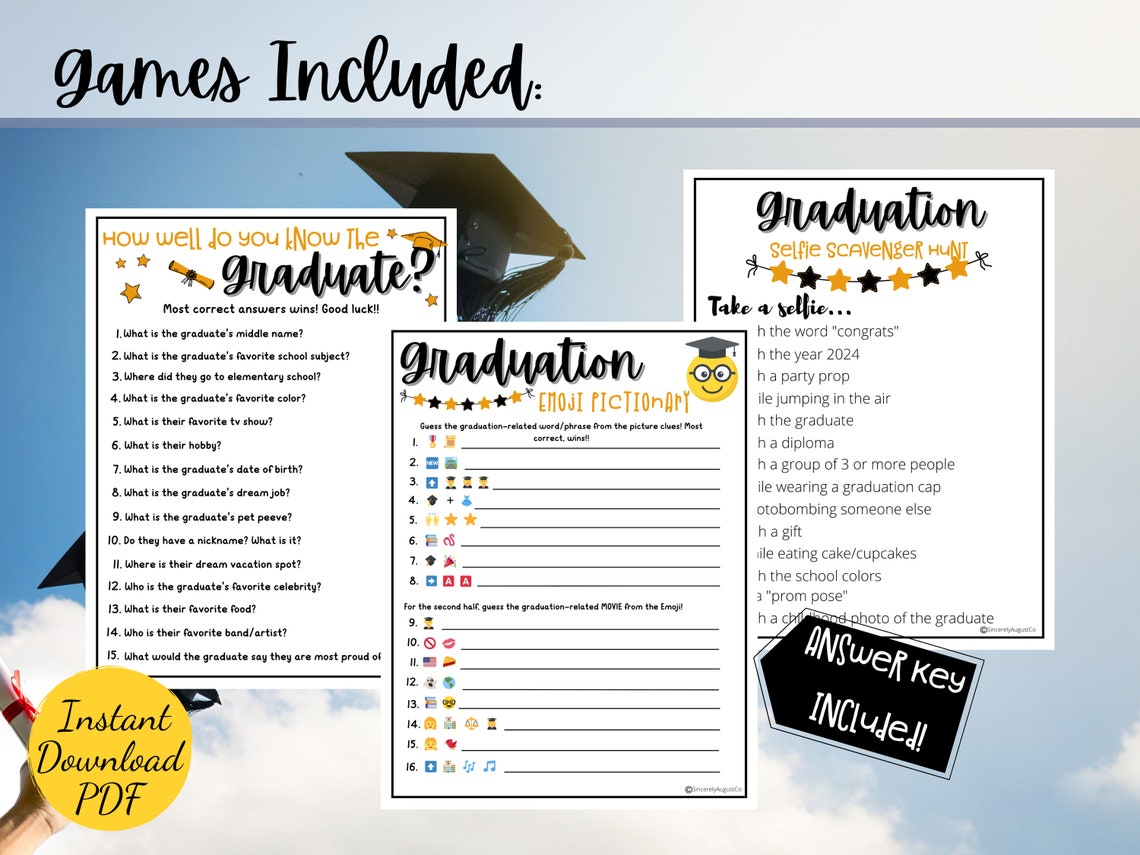Graduation Party Games BUNDLE Printable Graduation Party Activities ...