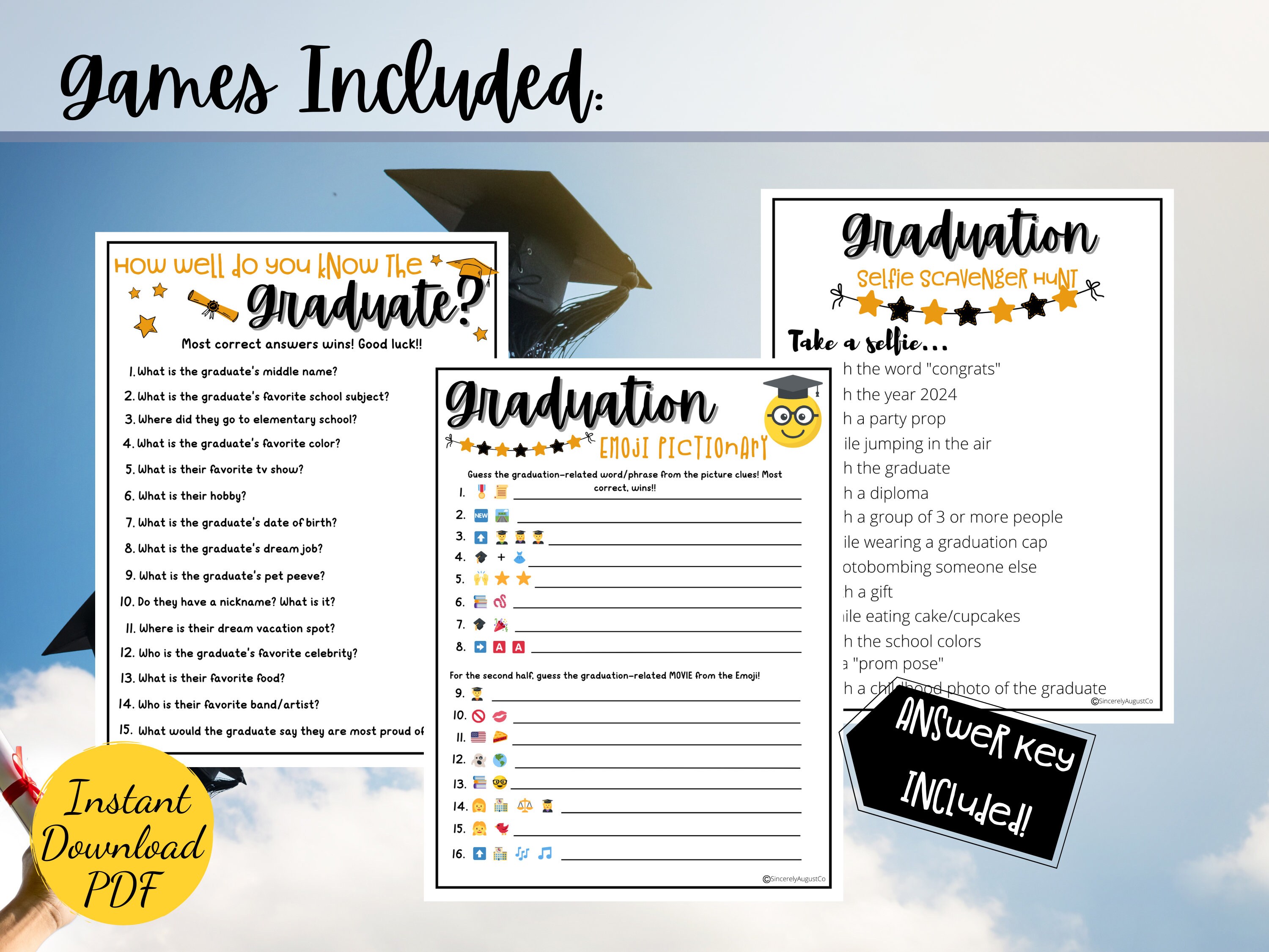 Graduation Party Games BUNDLE Printable Graduation Party Activities ...