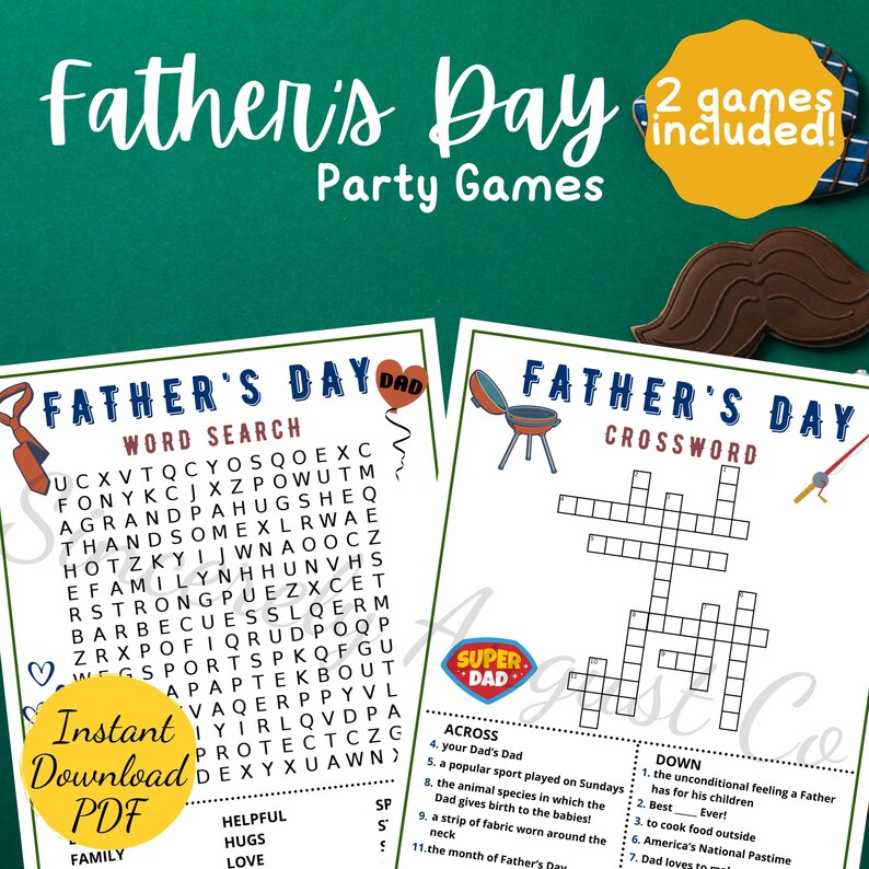 Fathers Day WORD SEARCH - Fathers Day CROSSWORD - Fathers Day Party ...