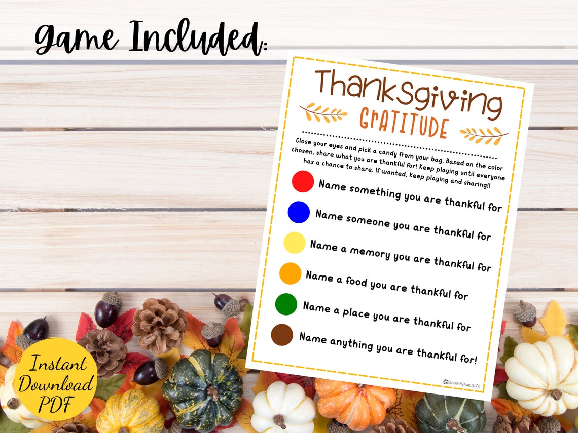 Thanksgiving GRATITUDE GAME Thanksgiving Candy Game - Etsy