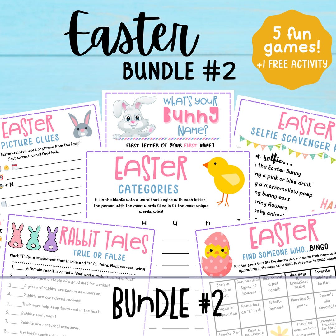 EASTER Party GAMES BUNDLE #2 - 5 Game Bundle - Printable Easter Games ...