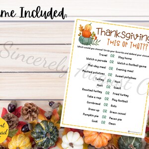 Thanksgiving THIS OR THAT - Thanksgiving Party Game - Printable ...