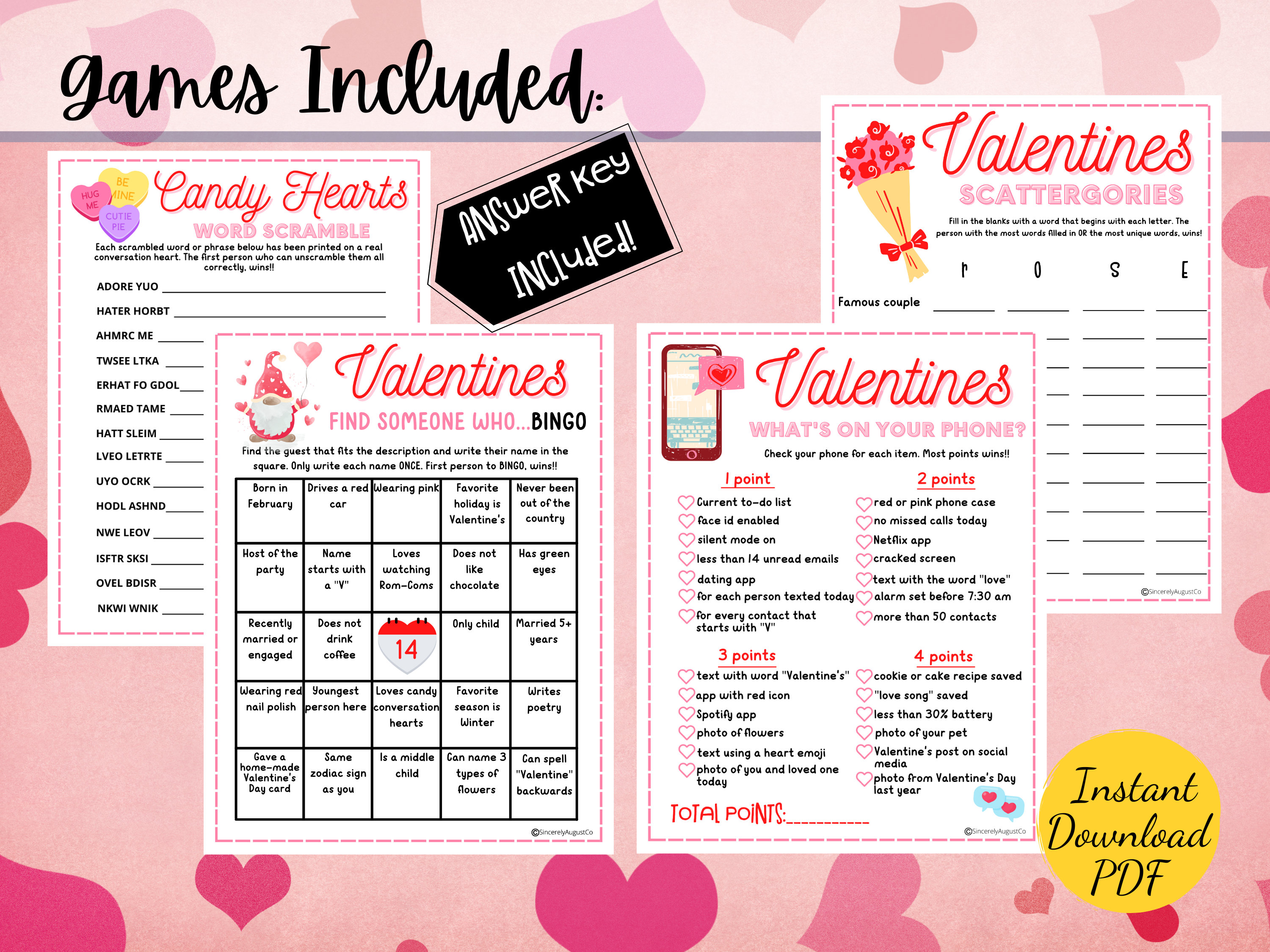 Valentines Day Party Games BUNDLE Printable Valentines Party Games ...
