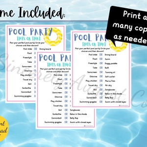 Pool Party THIS or THAT Game: Printable Summer Activity (PDF) - Etsy