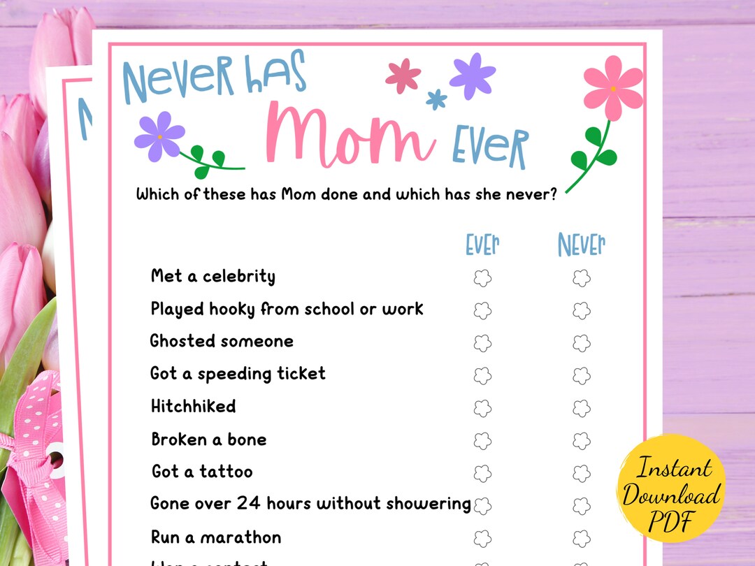 NEVER Has MOM EVER Game Mothers Day Party Game Printable Mothers Day ...