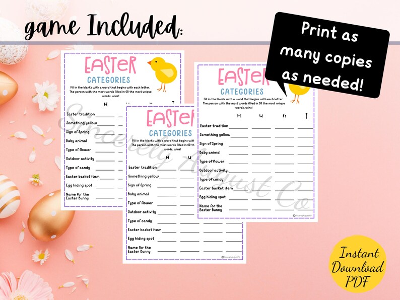 Easter CATEGORIES Game: Printable Party Activity (PDF) - Etsy Canada