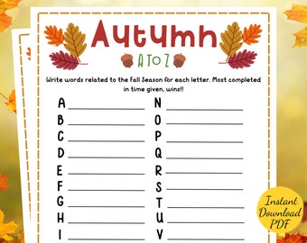 Autumn Scavenger Hunt Game Printable Fall Party Game Autumn - Etsy