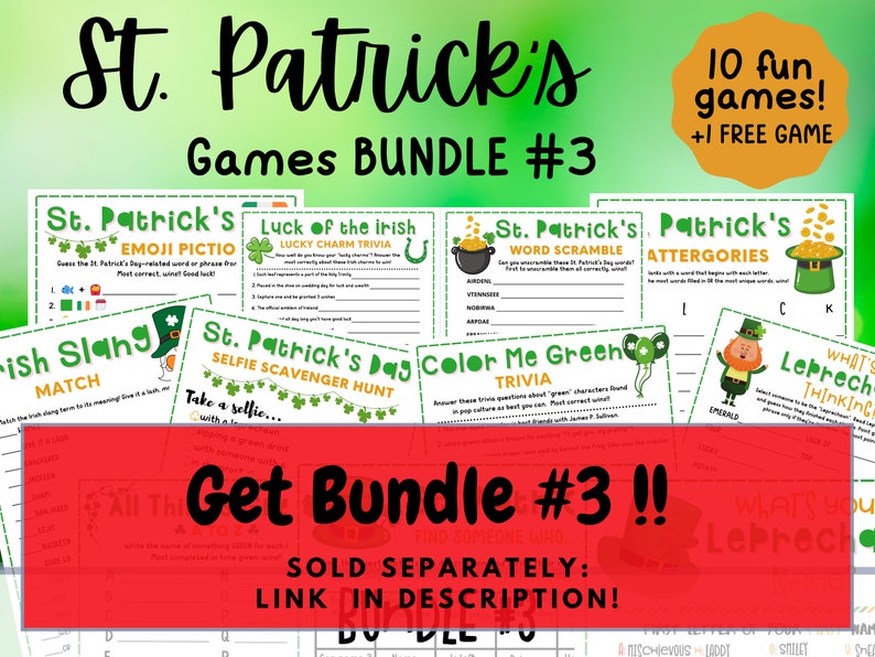 St. Patrick's Day Party Game BUNDLE 5 Game Bundle St. Patricks Day ...