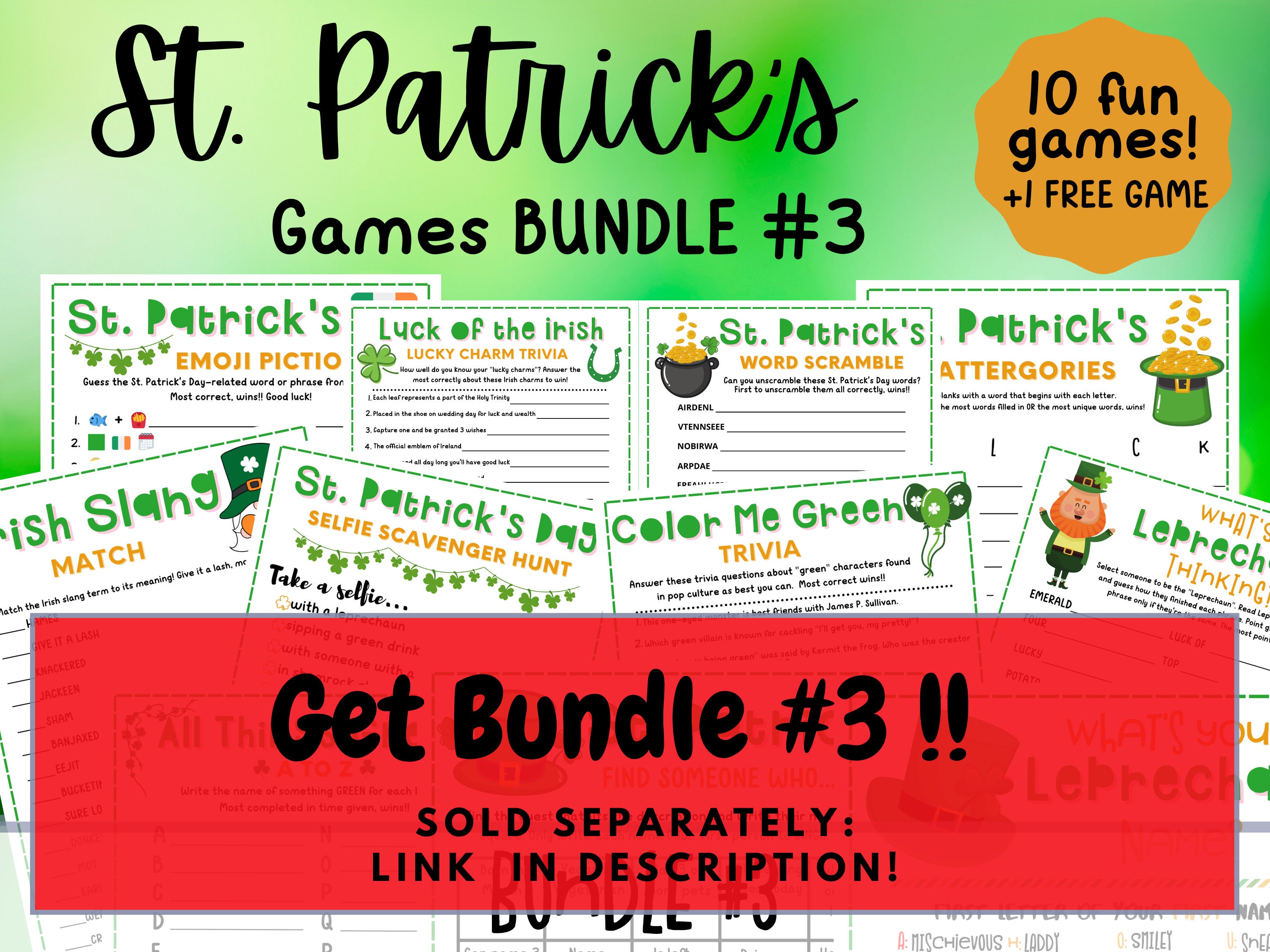 St. Patrick's Day Party Game BUNDLE 5 Game Bundle St. Patricks Day ...