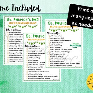 St. Patrick's Day SELFIE SCAVENGER HUNT Game (printable) - Etsy