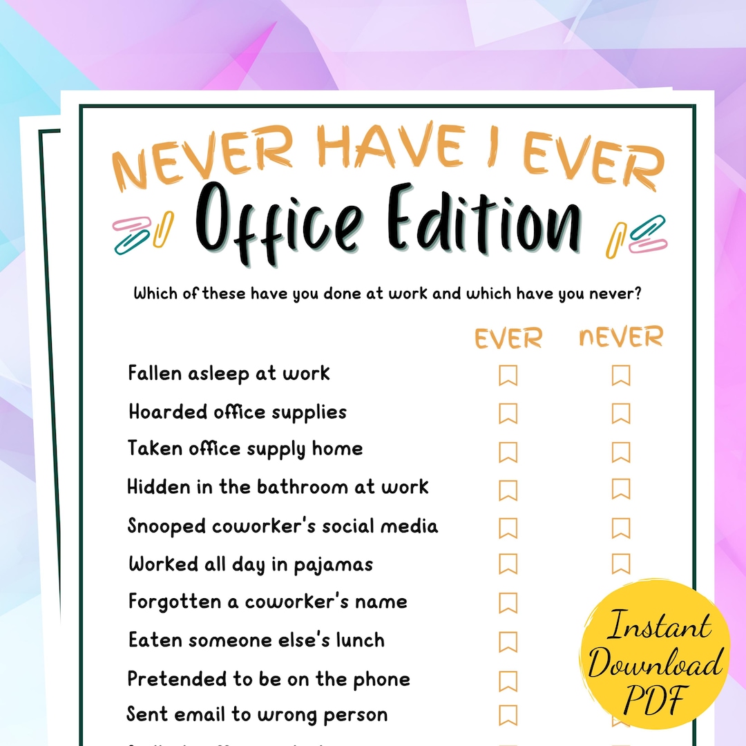 Office NEVER HAVE I EVER Game: Printable Teambuilding Activity (digital ...