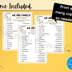 Family Reunion MUSIC MATCH Game: Printable Party Activity (PDF) - Etsy