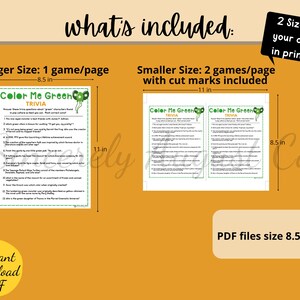 St. Patrick's Day TRIVIA Game: Color Me Green (printable PDF) - Etsy