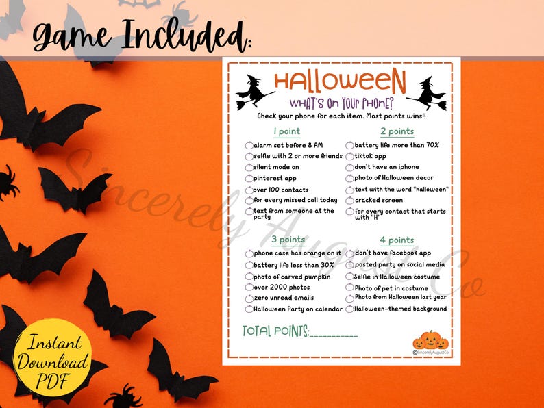 WHAT'S on YOUR PHONE? Halloween Game - Halloween Party Game - Printable ...