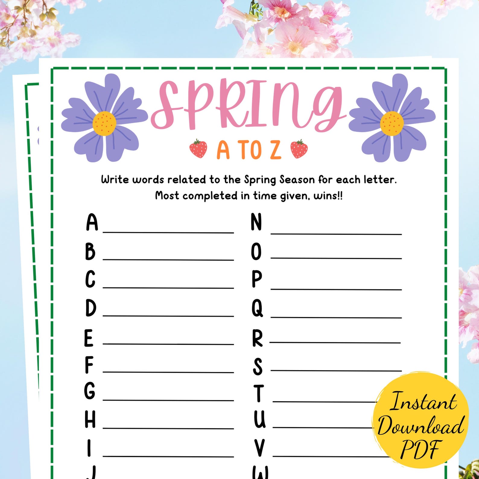 Spring A TO Z Game - Spring Season Word Game - Spring Alphabet Game ...