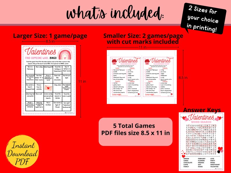 Valentines Day Party Games BUNDLE 5 Game Bundle Printable Valentine ...