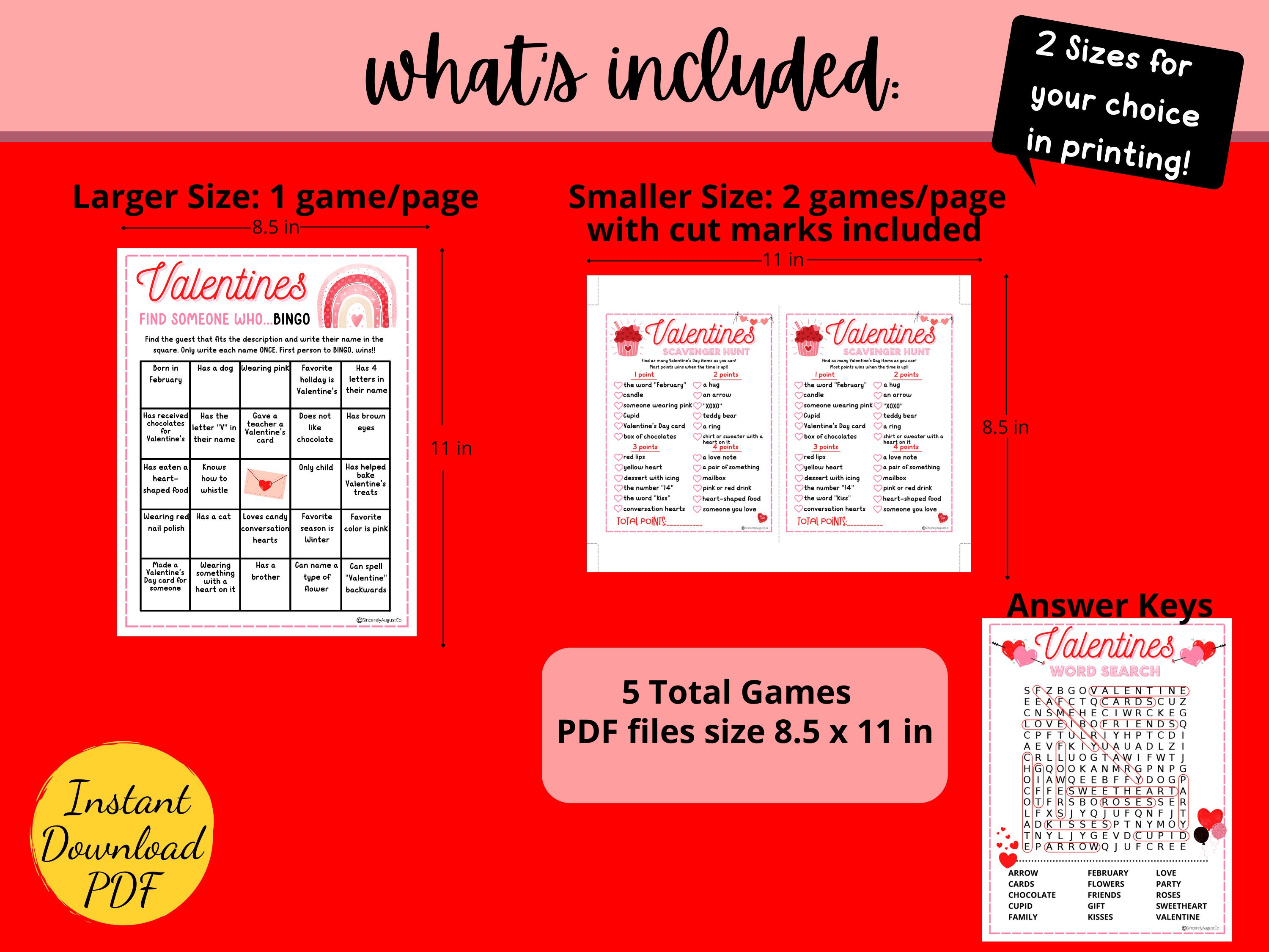 Valentines Day Party Games BUNDLE 5 Game Bundle Printable Valentine ...