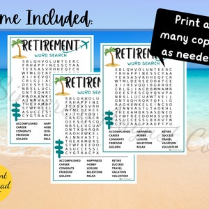 Retirement WORD SEARCH Game: Printable Party Activity (PDF) - Etsy