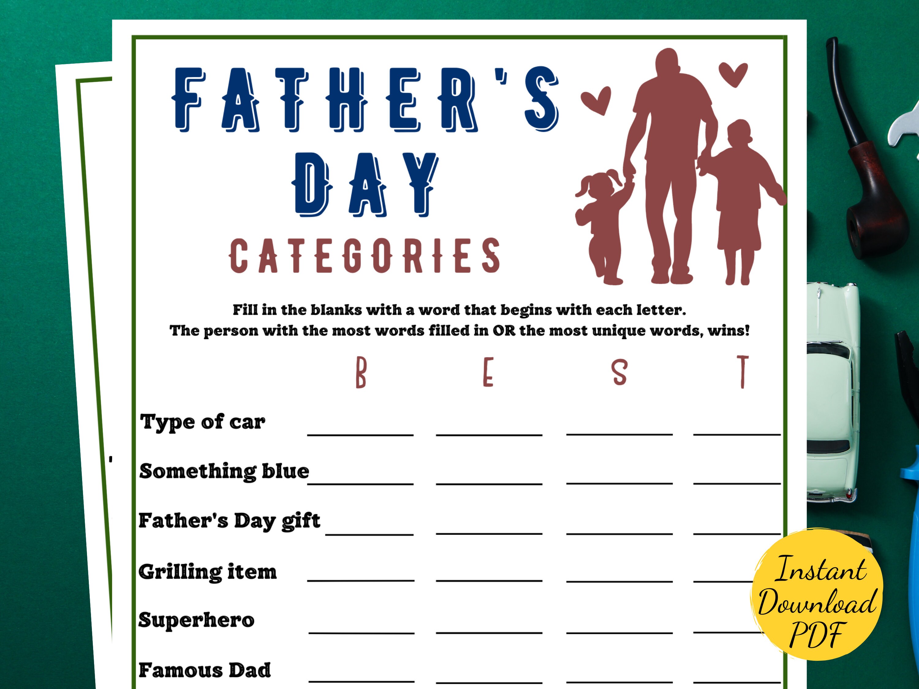 Fathers Day CATEGORIES Game Fathers Day Party Game Printable Fathers ...