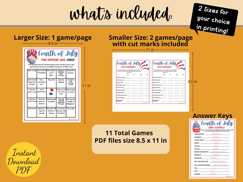 Fourth of July Games BUNDLE 10 Game Bundle Printable July - Etsy