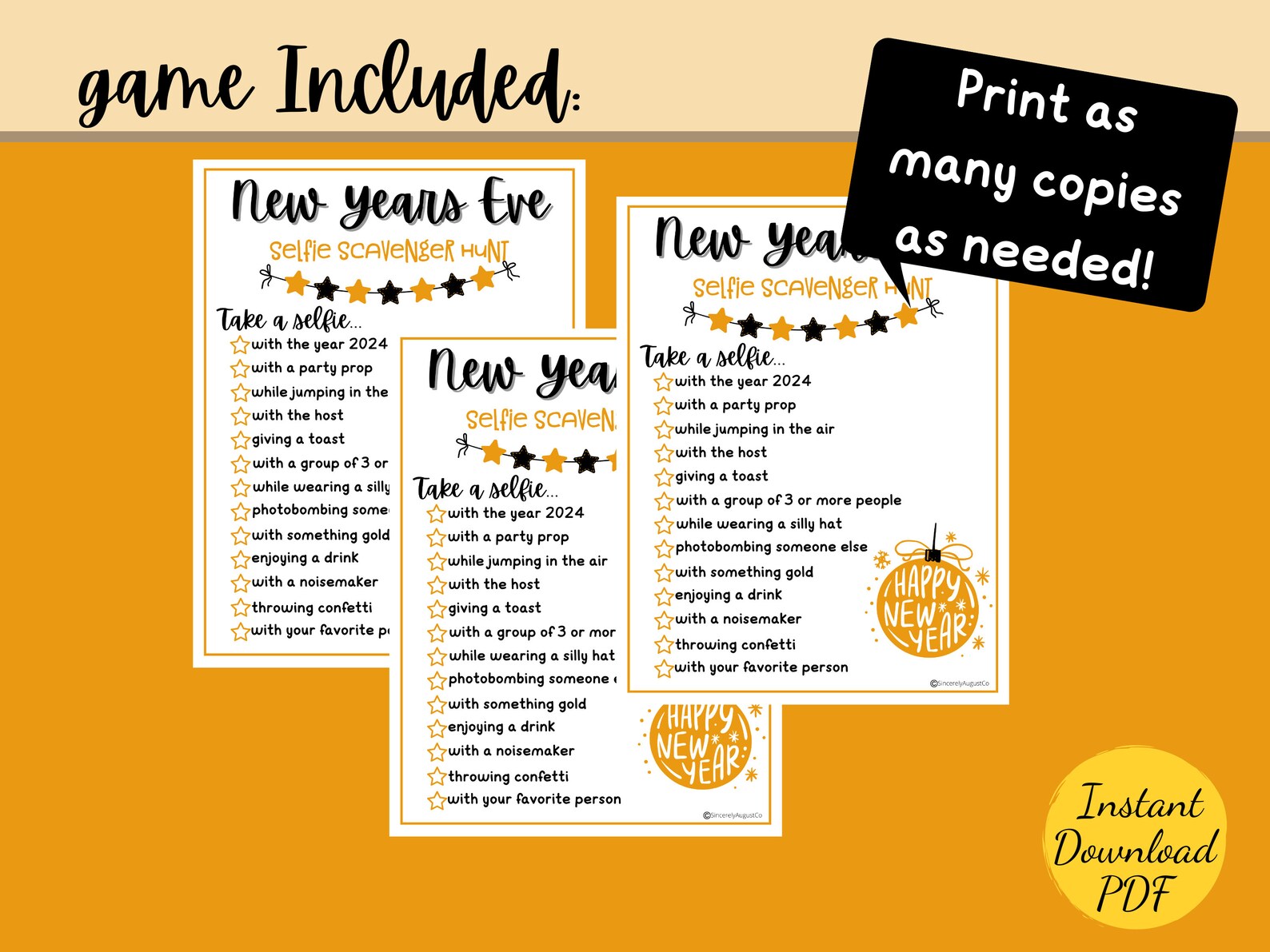 New Year's Eve Selfie Scavenger Hunt New Year's Eve Party Game ...