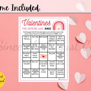 Valentines FIND SOMEONE Who BINGO Game: Kids & Adults (printable) - Etsy