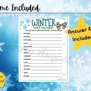 Winter WORD SCRAMBLE Game: Printable Activity (PDF) - Etsy