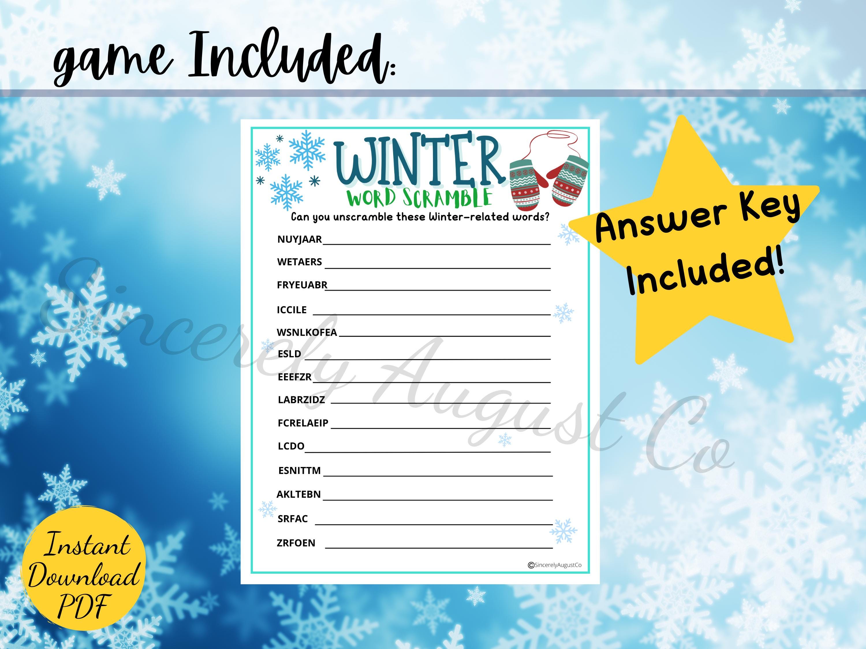 Winter WORD SCRAMBLE Game: Printable Activity (PDF) - Etsy