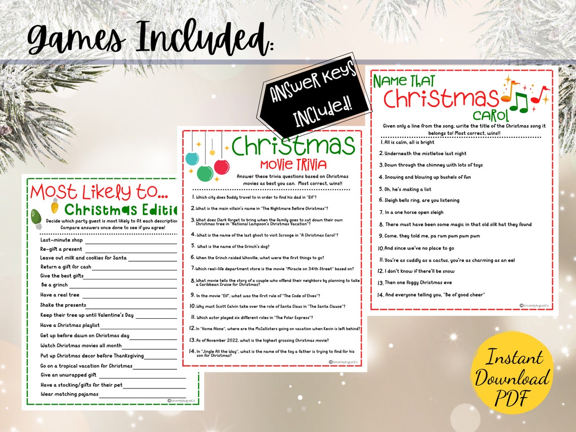 Christmas Party Games BUNDLE Printable Christmas Party Games Holiday ...