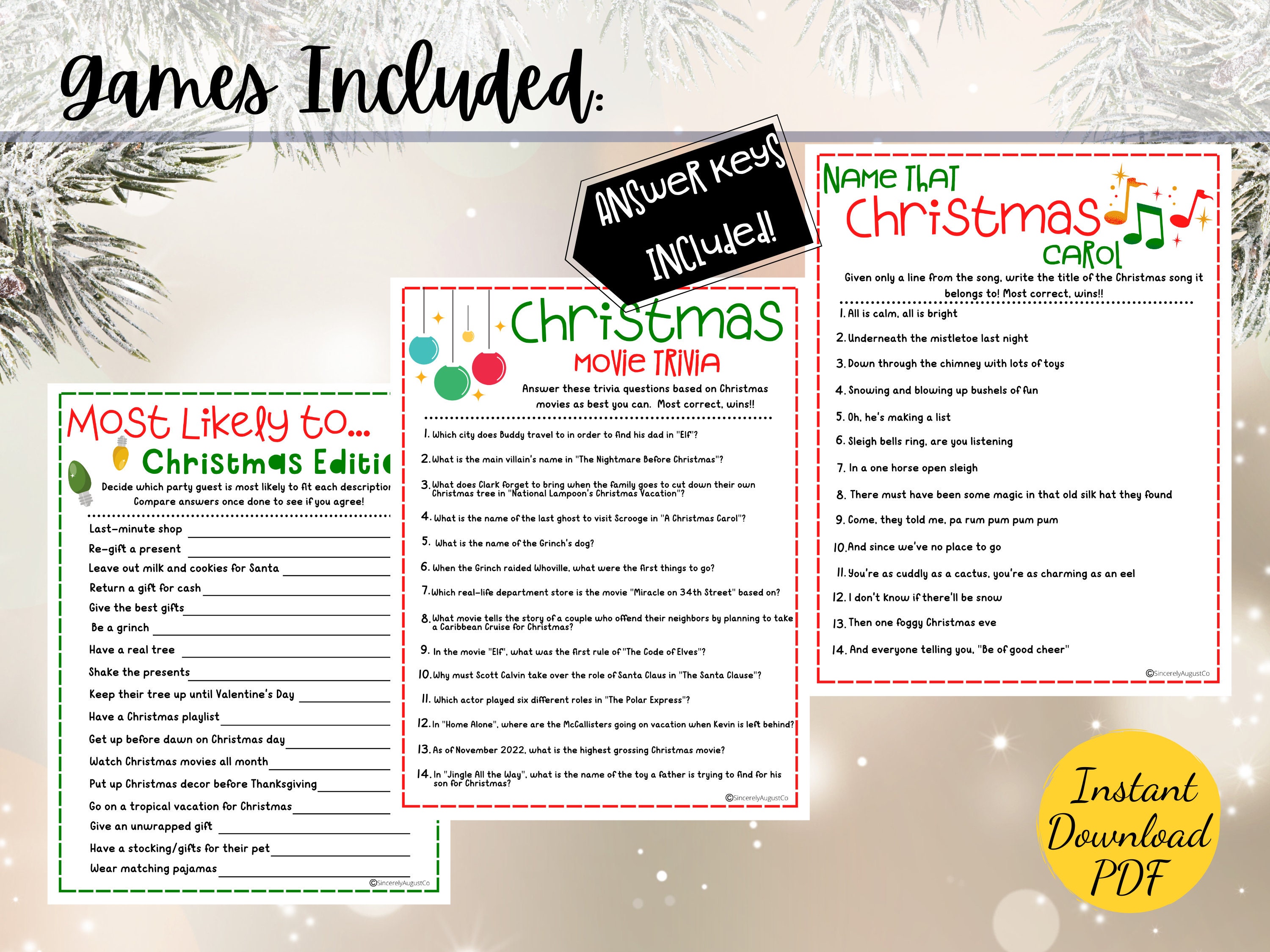 Christmas Party Games BUNDLE Printable Christmas Party Games Holiday ...