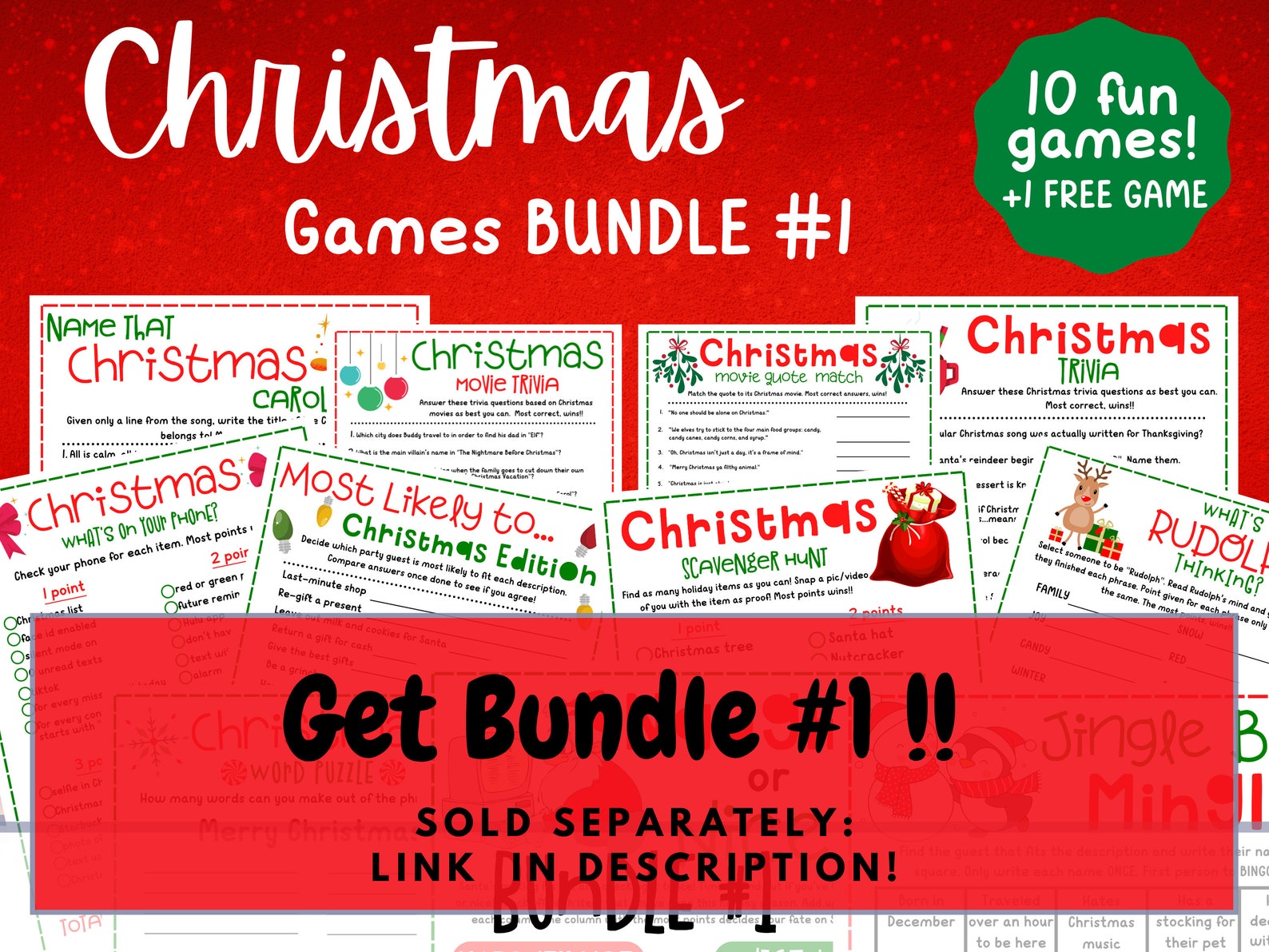 Christmas Party Games BUNDLE Printable Christmas Party Games Holiday ...