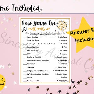New Years Eve MUSIC MATCH Game New Years Eve Party Game Printable New ...