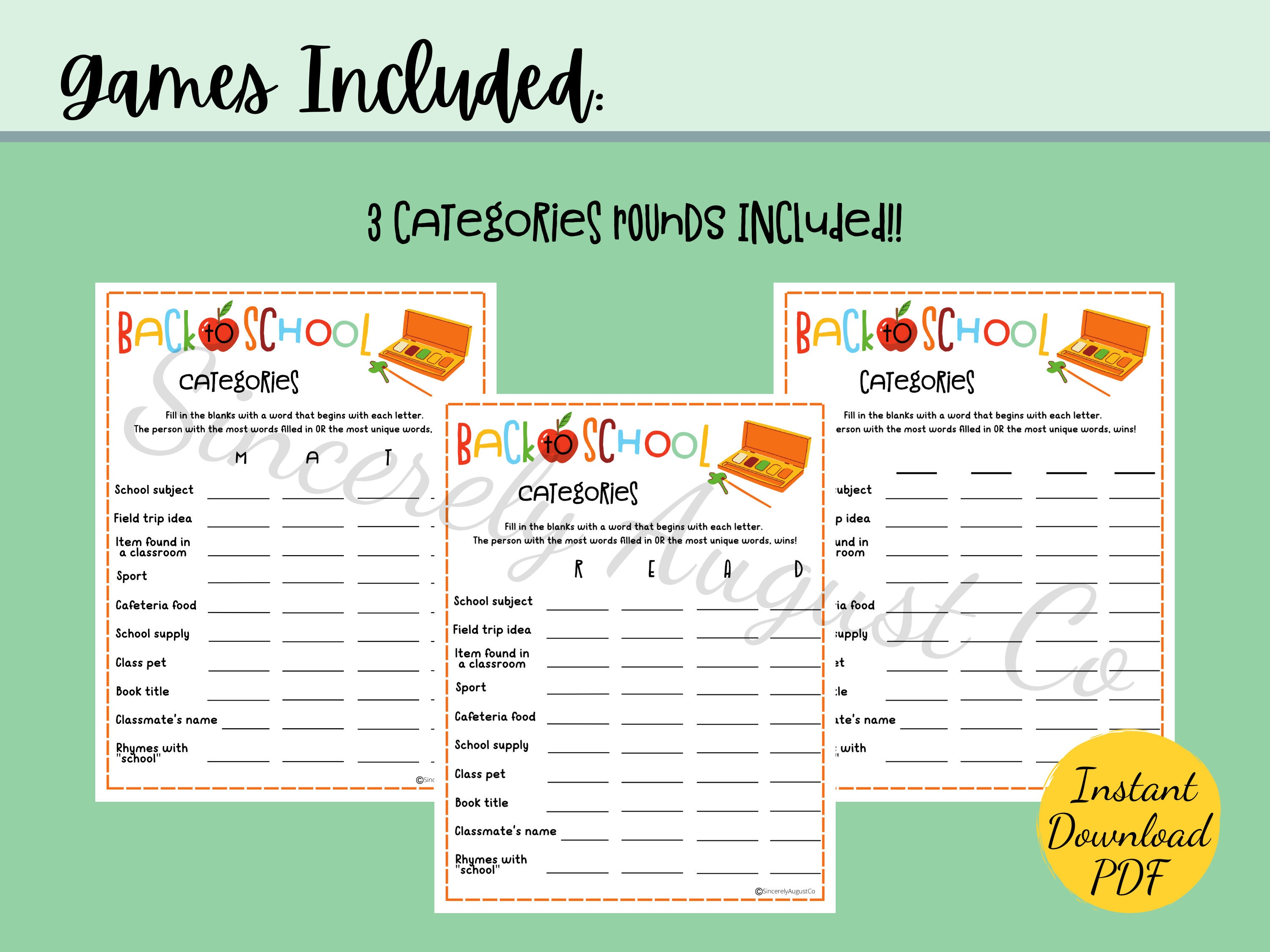 Back to School Games BUNDLE #2 - 5 Game Bundle - Back to School ...